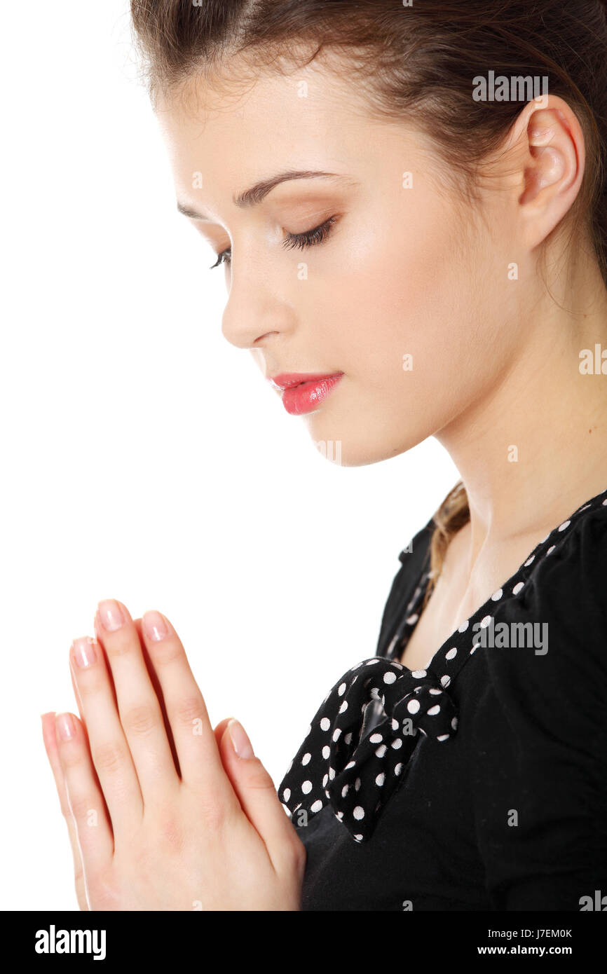 woman hand religion religious belief god isolated lady female teen ...
