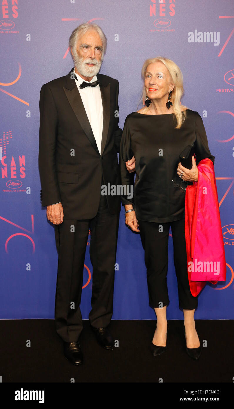 Cannes, France. 24th May, 2017. Michael and Susanne Haneke arrive at ...
