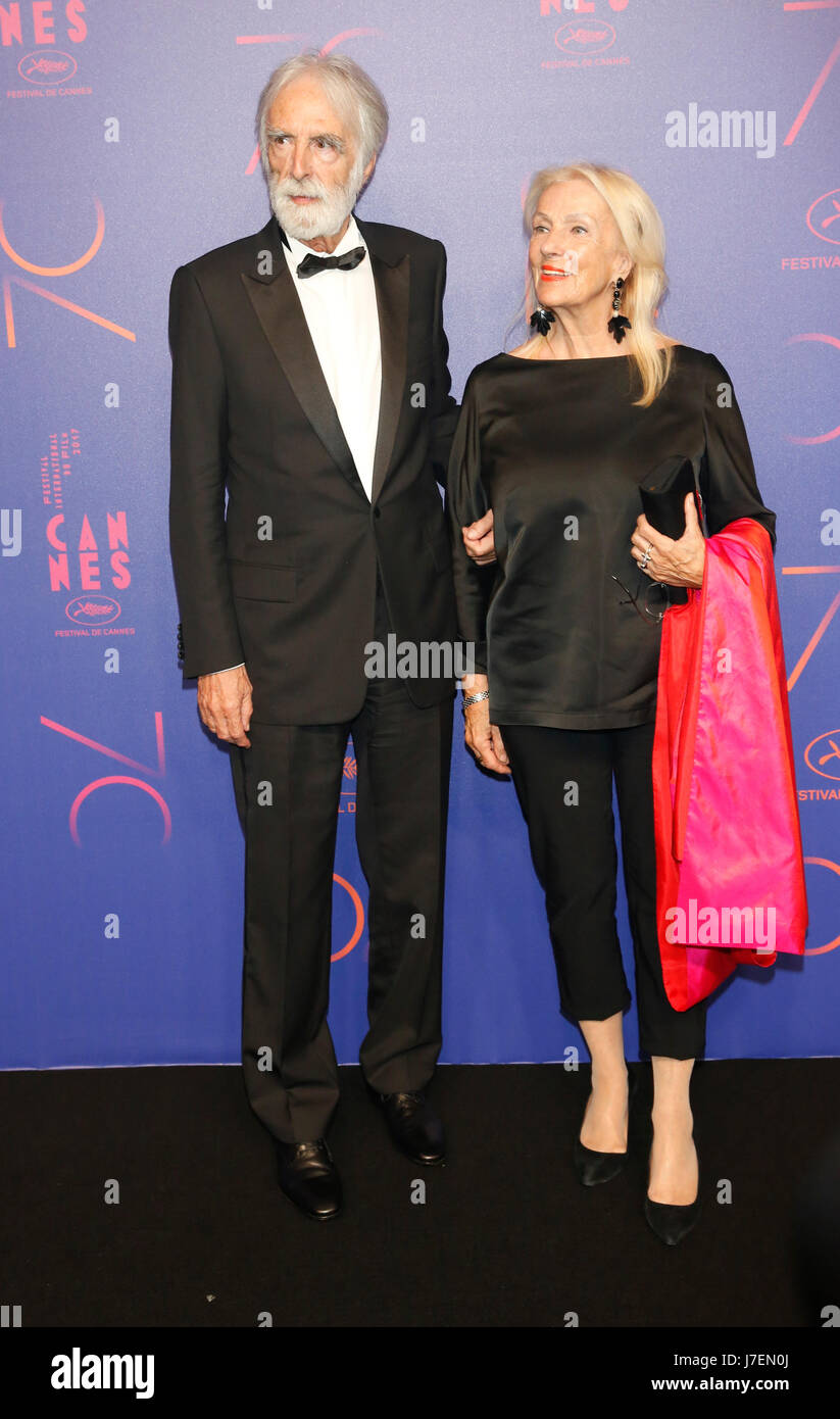 Cannes, France. 24th May, 2017. Michael and Susanne Haneke arrive at ...