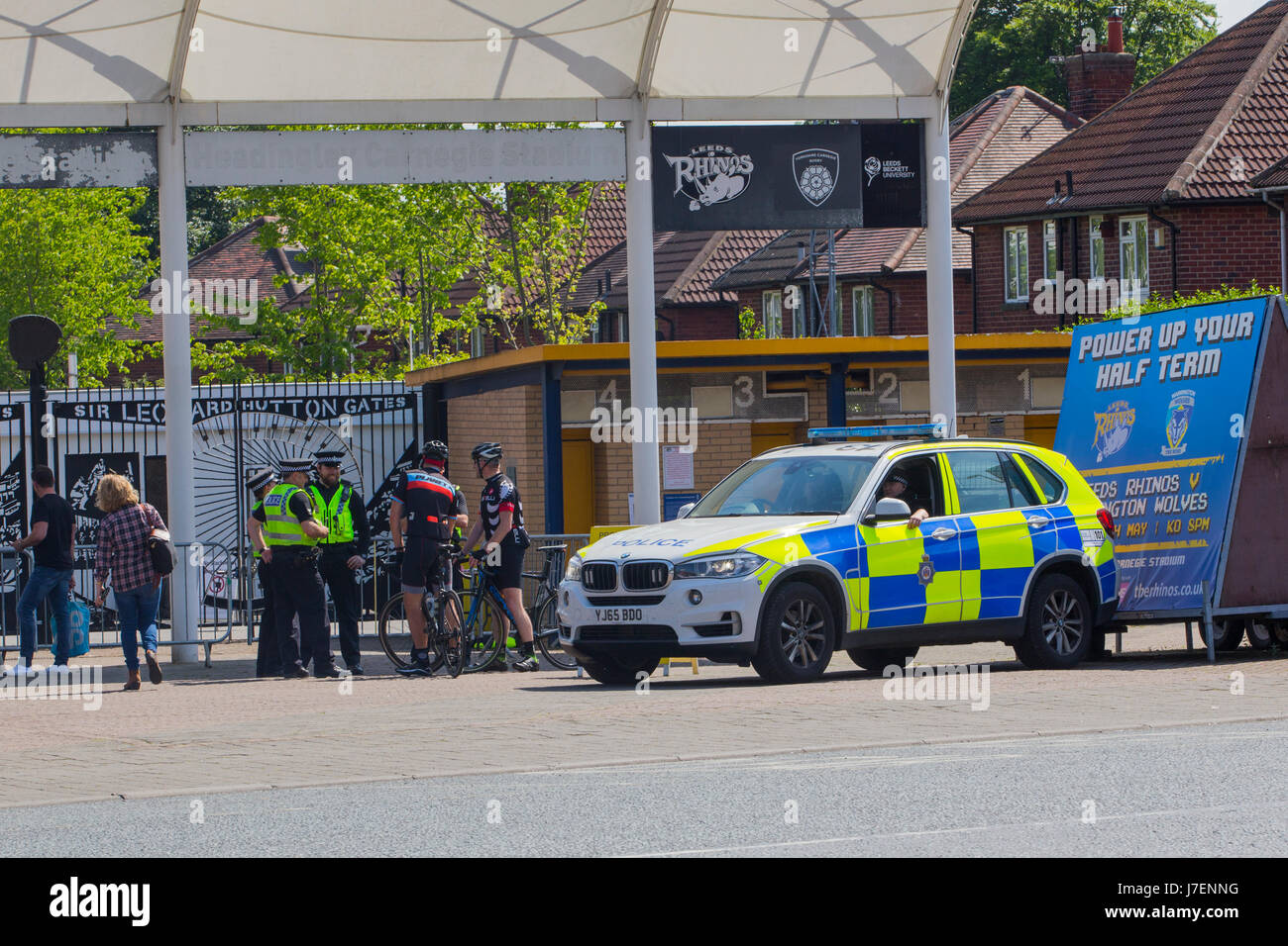 Leeds, UK. 24th May, 2017. Police patrols were visible outside the ...