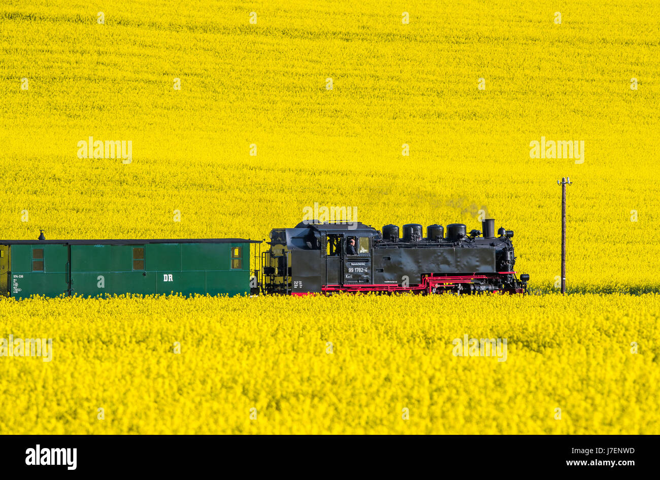 A type 99 1782-4 steam engine built in 1953 pulls carriages along a ...