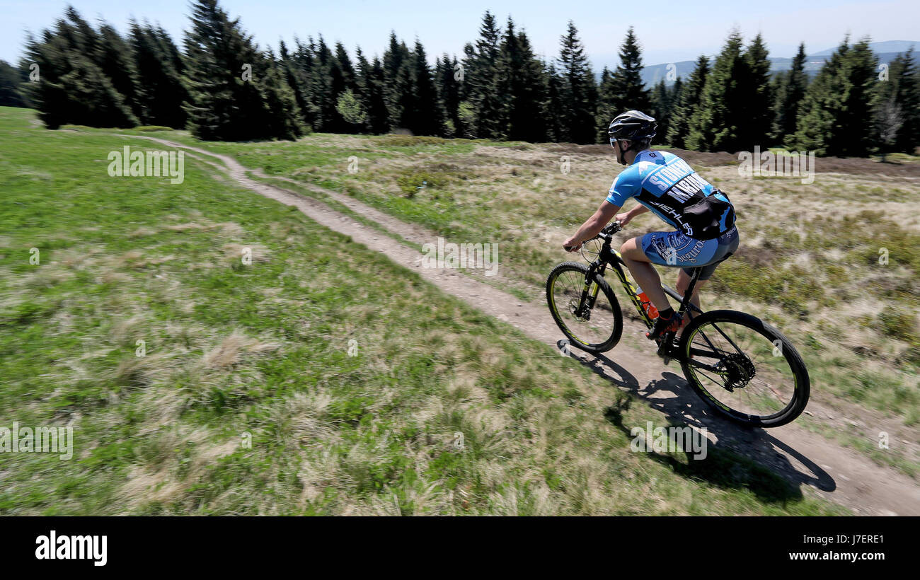 Trail keeper Toni Escher cycles along the Stoneman Miriquidi near Bozi ...