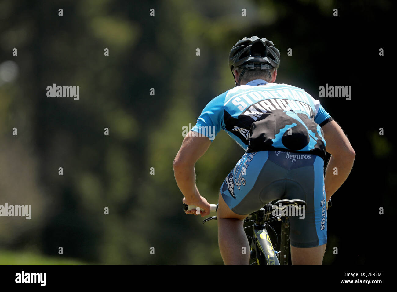 Trail keeper Toni Escher cycles along the Stoneman Miriquidi near Bozi ...