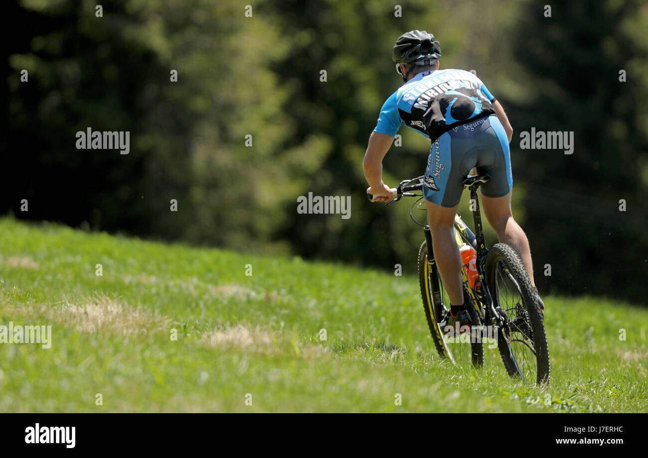 Trail keeper Toni Escher cycles along the Stoneman Miriquidi near Bozi ...