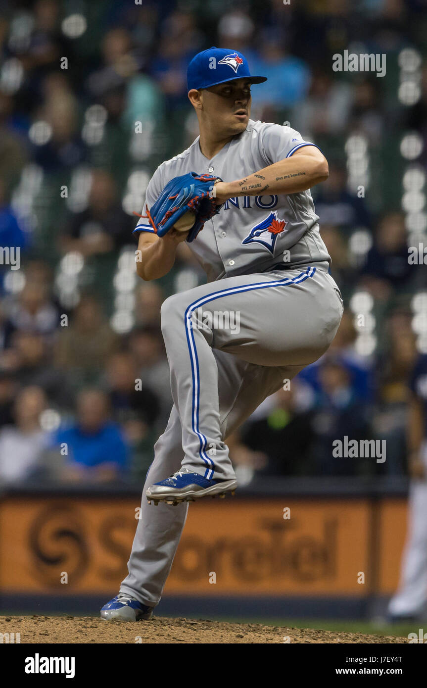 Milwaukee, WI, USA. 23rd May, 2017. Toronto Blue Jays relief pitcher ...