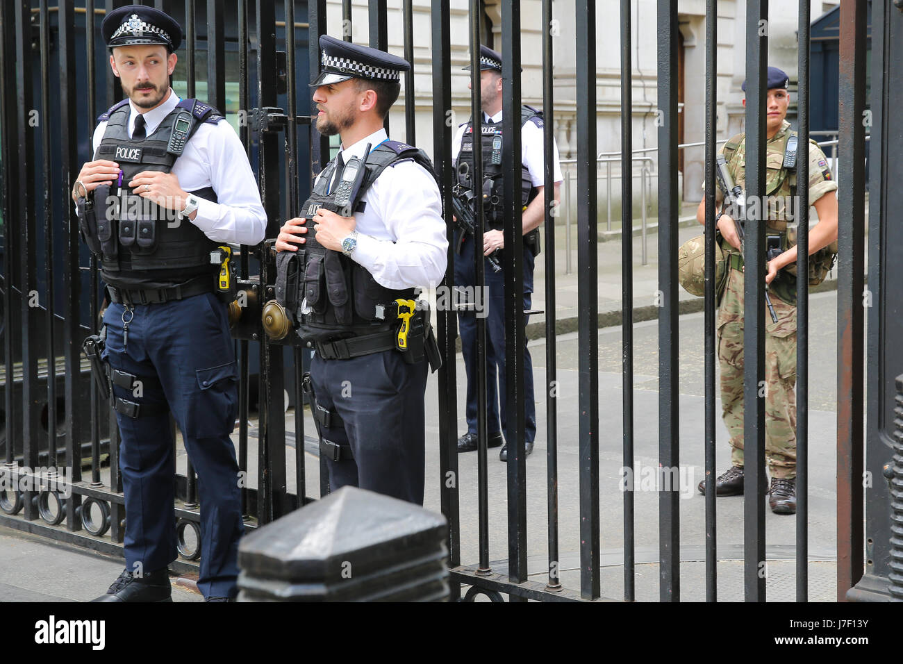 London, UK. 24th May, 2017. An army officer of the Diplomatic ...