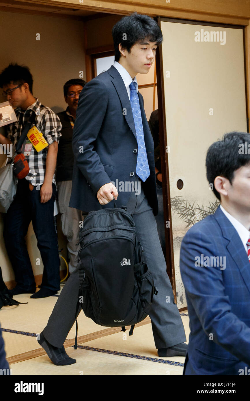 Shogi player Sota Fujii attends the 30th Ryuuou Tournament on May 25 ...