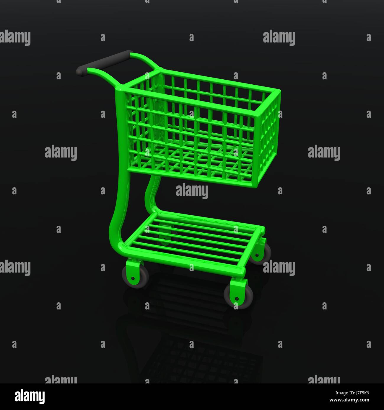 shopping cart green on black Stock Photo - Alamy