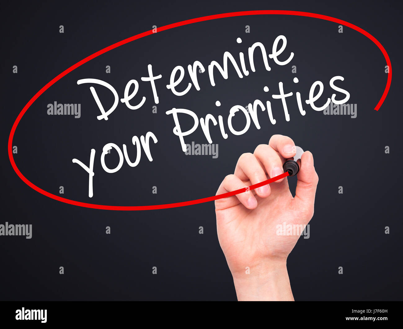 Man Hand writing Determine your Priorities with black marker on visual ...