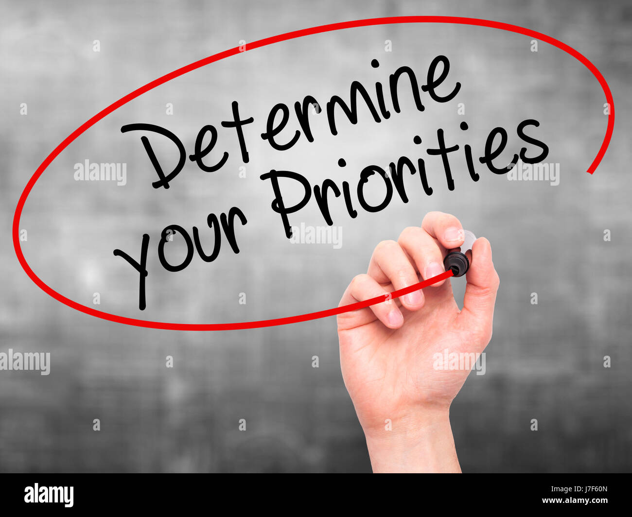 Man Hand writing Determine your Priorities with black marker on visual ...