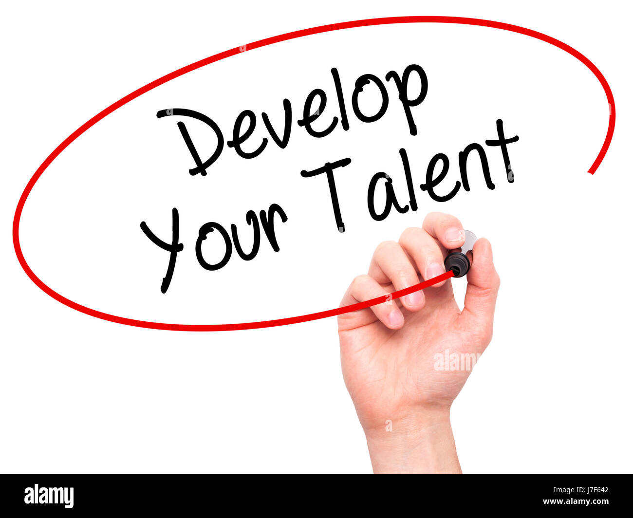 Man Hand writing Develop Your Talent with black marker on visual screen ...
