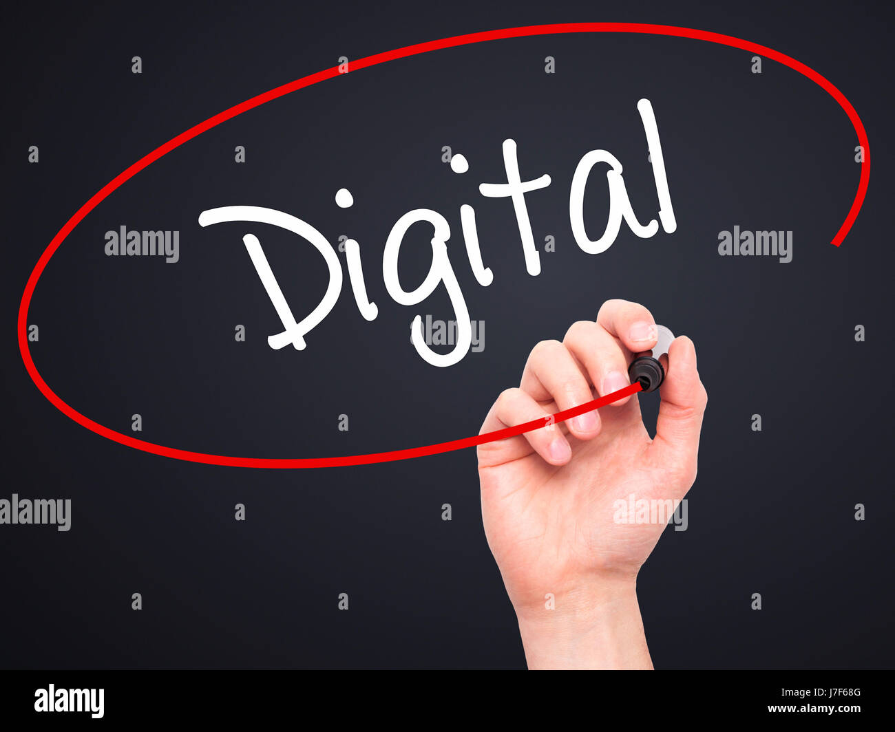 Man Hand writing Digital with black marker on visual screen. Isolated ...