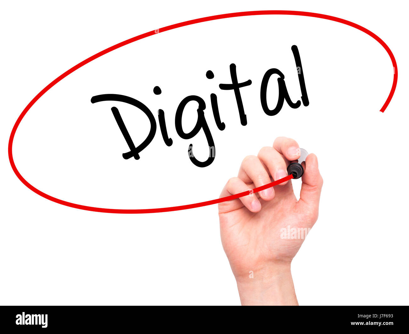 Man Hand writing Digital with black marker on visual screen. Isolated ...