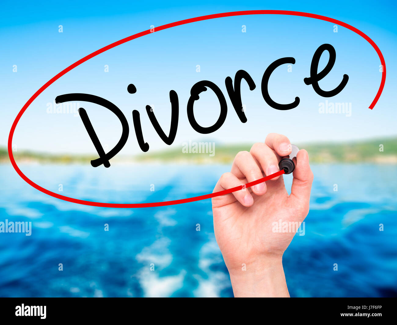 Man Hand writing Divorce with black marker on visual screen. Isolated ...