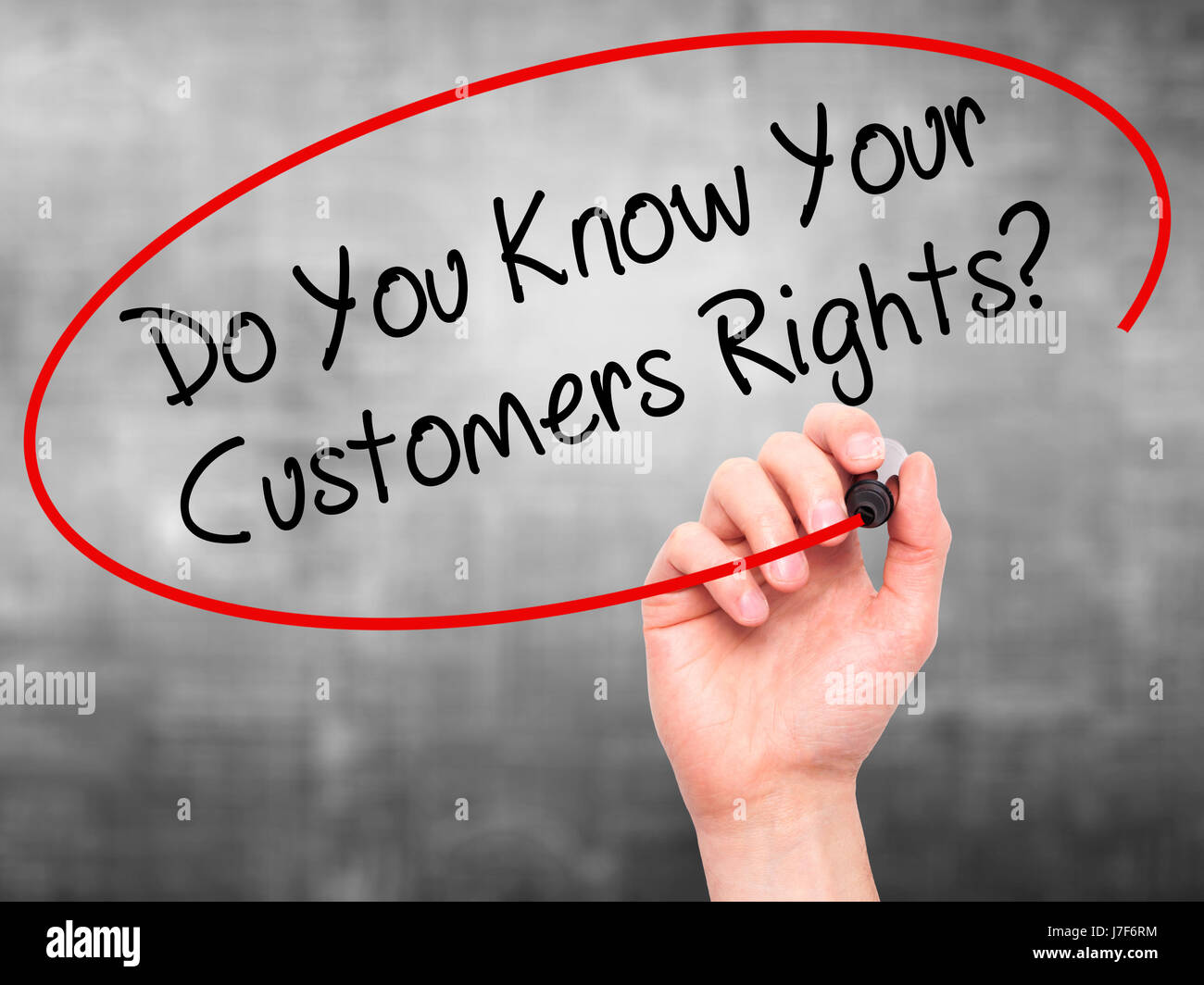 Man Hand writing Do You Know Your Customers Rights? with black marker ...