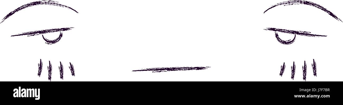 monochrome blurred silhouette of facial expression sad kawaii Stock ...