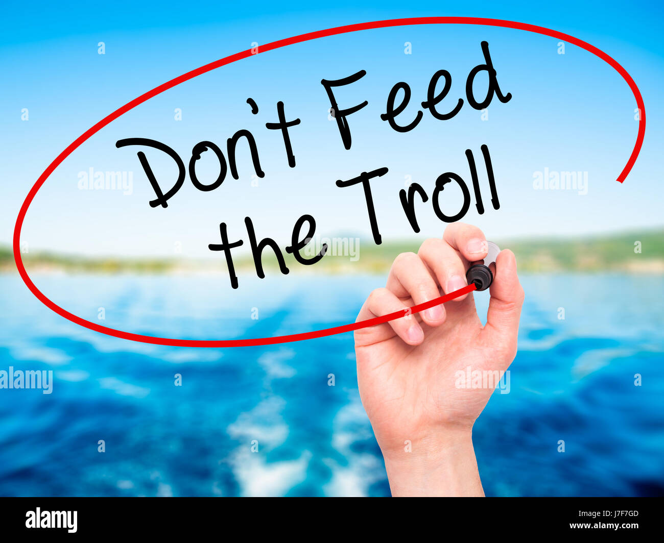 Man Hand writing Don't Feed the Troll with black marker on visual ...