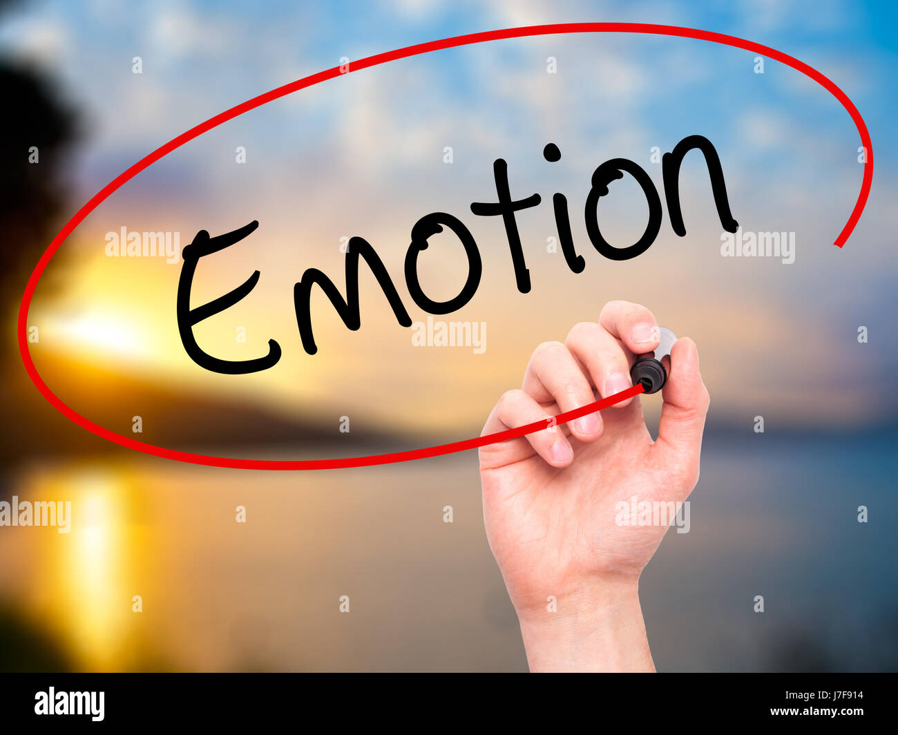 Man Hand writing Emotion with black marker on visual screen. Isolated ...