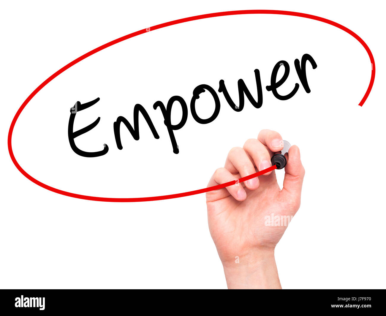 Man Hand writing Empower with black marker on visual screen. Isolated ...