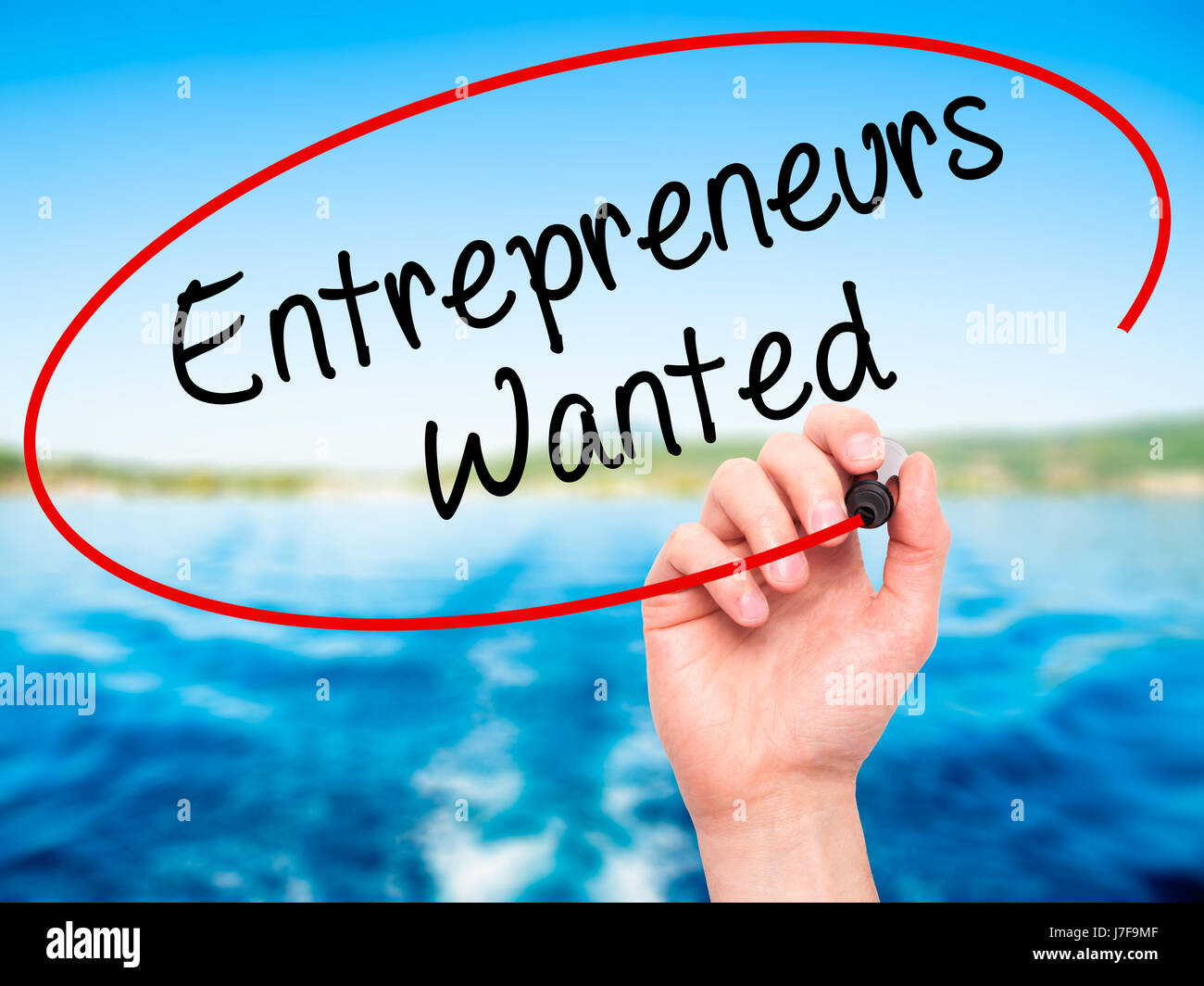 Man Hand writing Entrepreneurs Wanted with black marker on visual ...