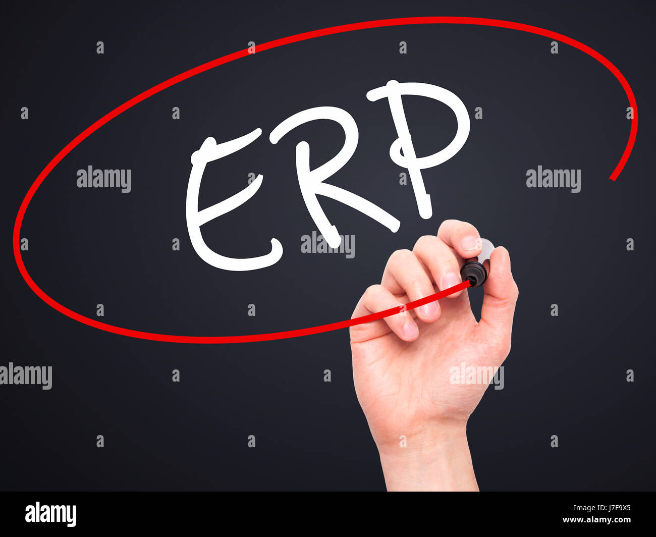 Man Hand writing ERP (Enterprise Resource Planning) with black marker ...