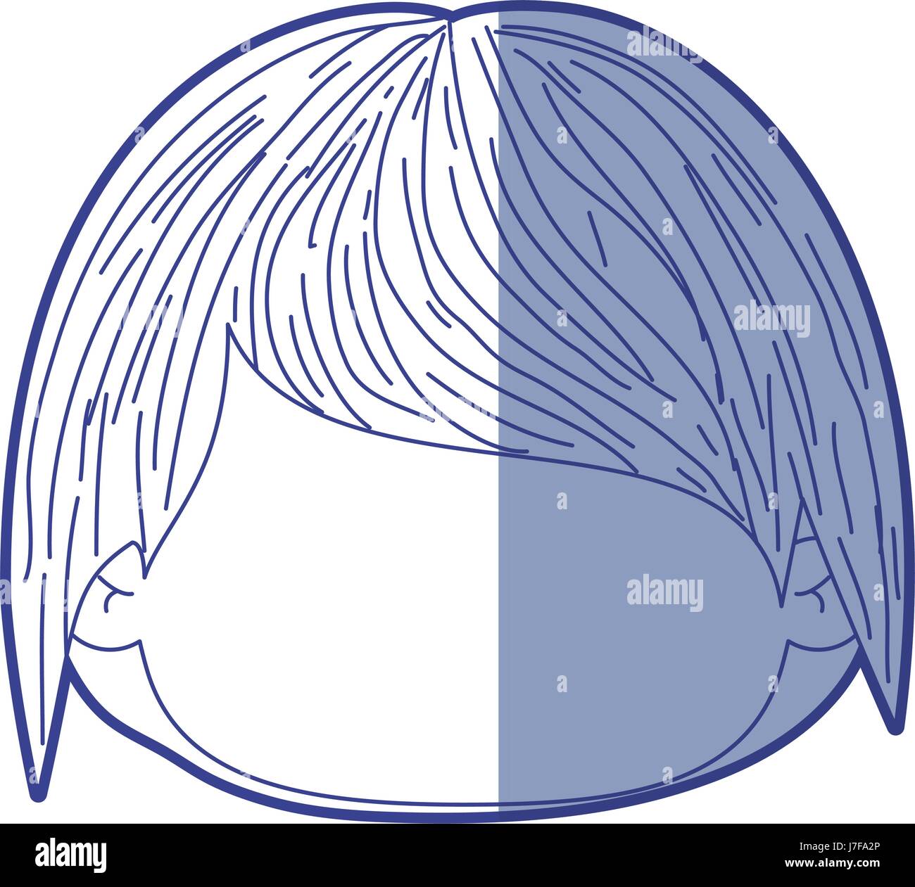 blue shading silhouette of faceless head of little kid with short hair ...