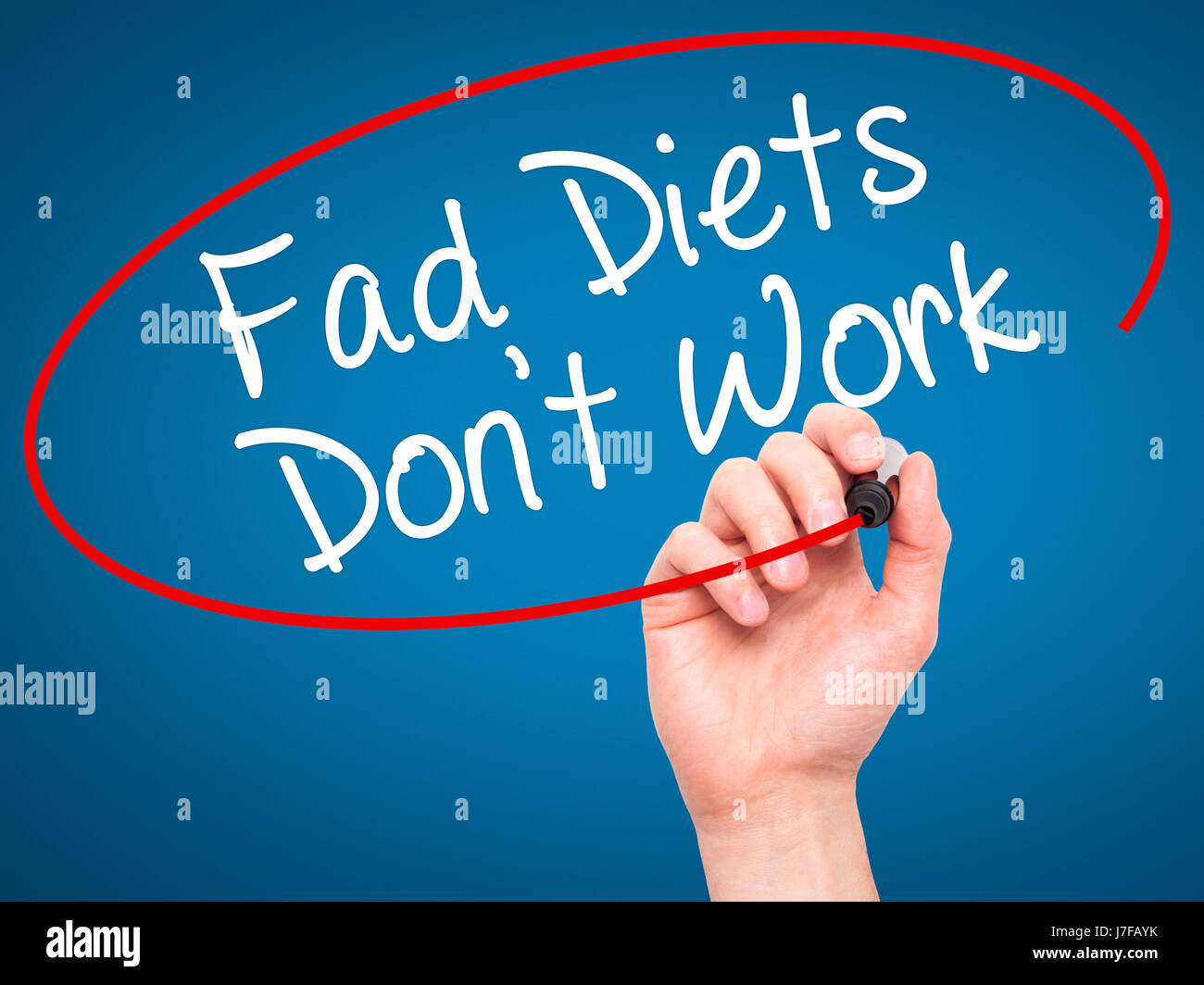 Man Hand writing Fad Diets Don't Work with black marker on visual ...