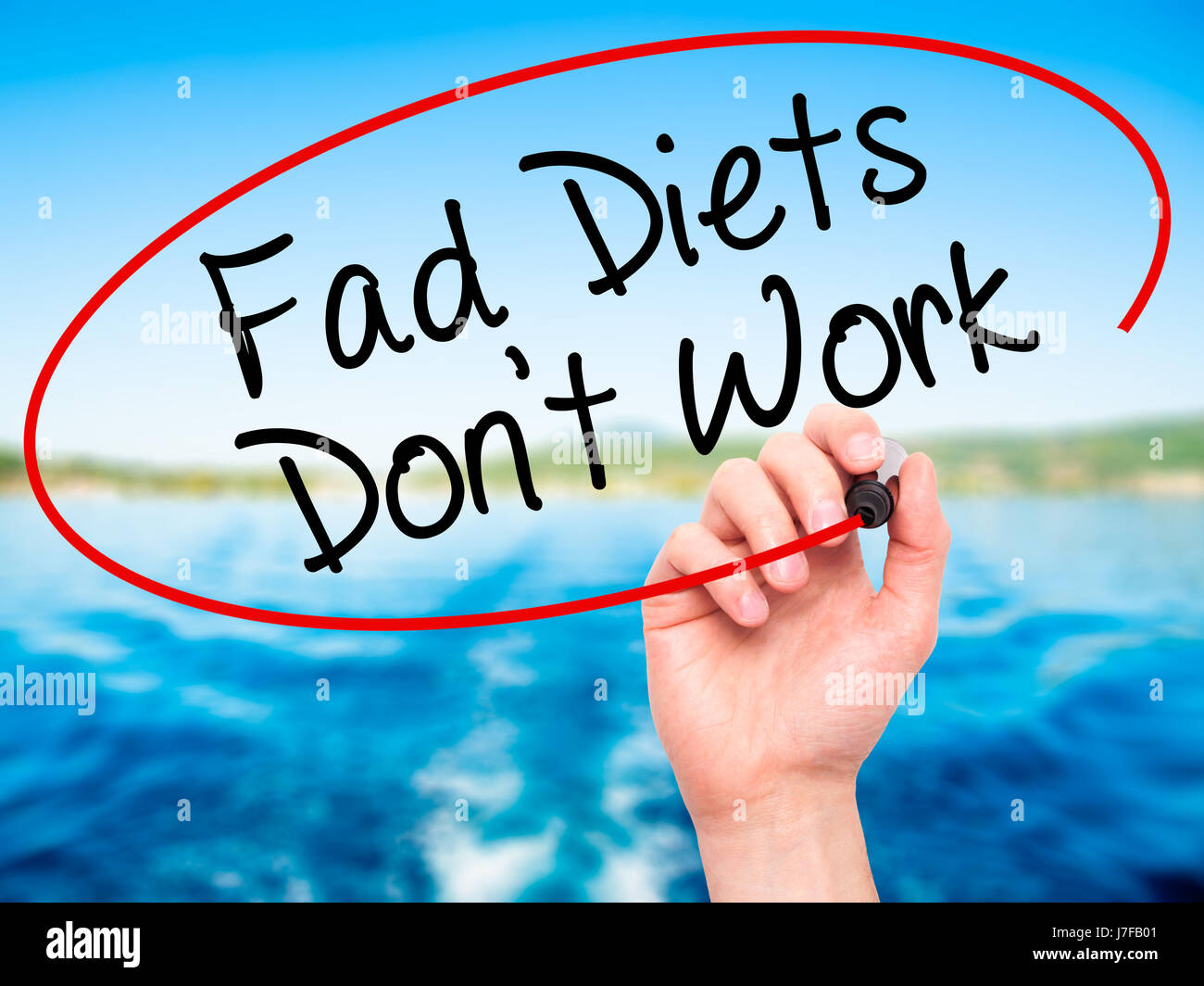 Man Hand writing Fad Diets Don't Work with black marker on visual ...
