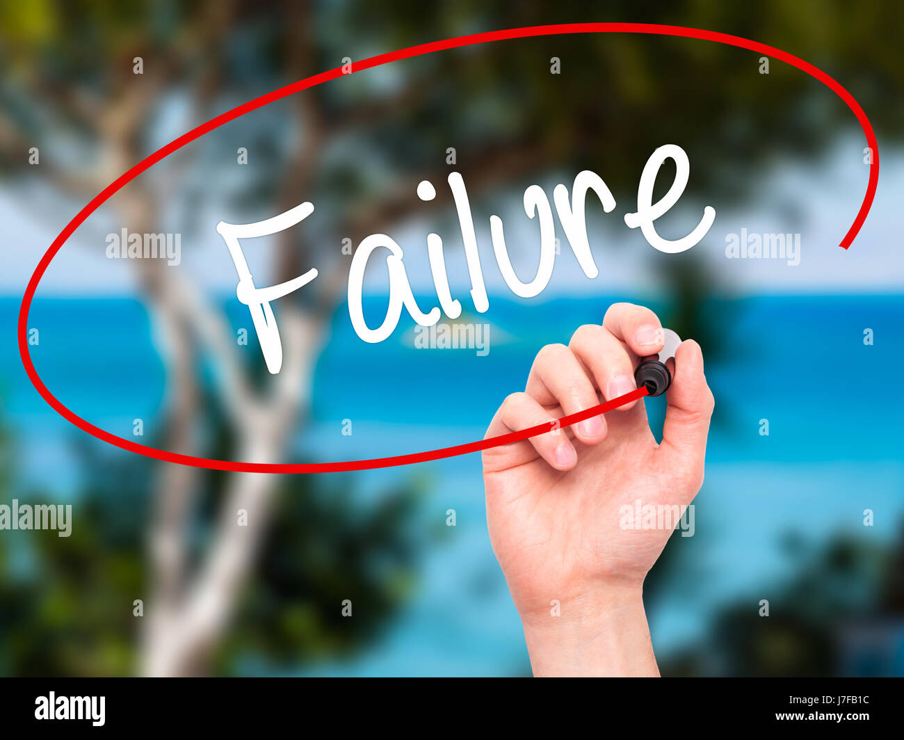 Man Hand writing Failure with black marker on visual screen. Isolated ...