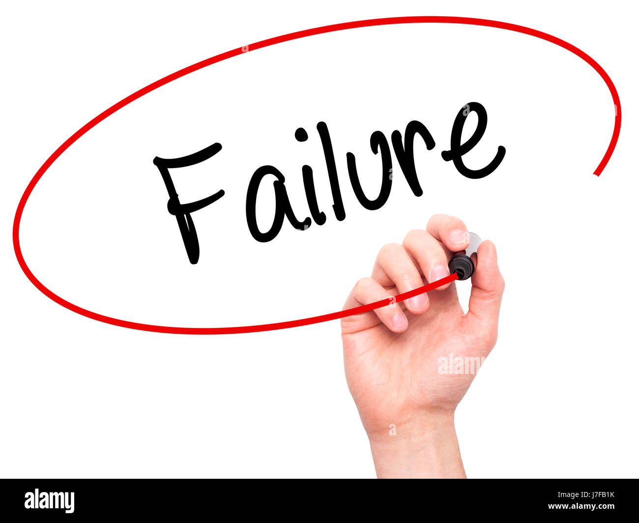 Man Hand writing Failure with black marker on visual screen. Isolated ...
