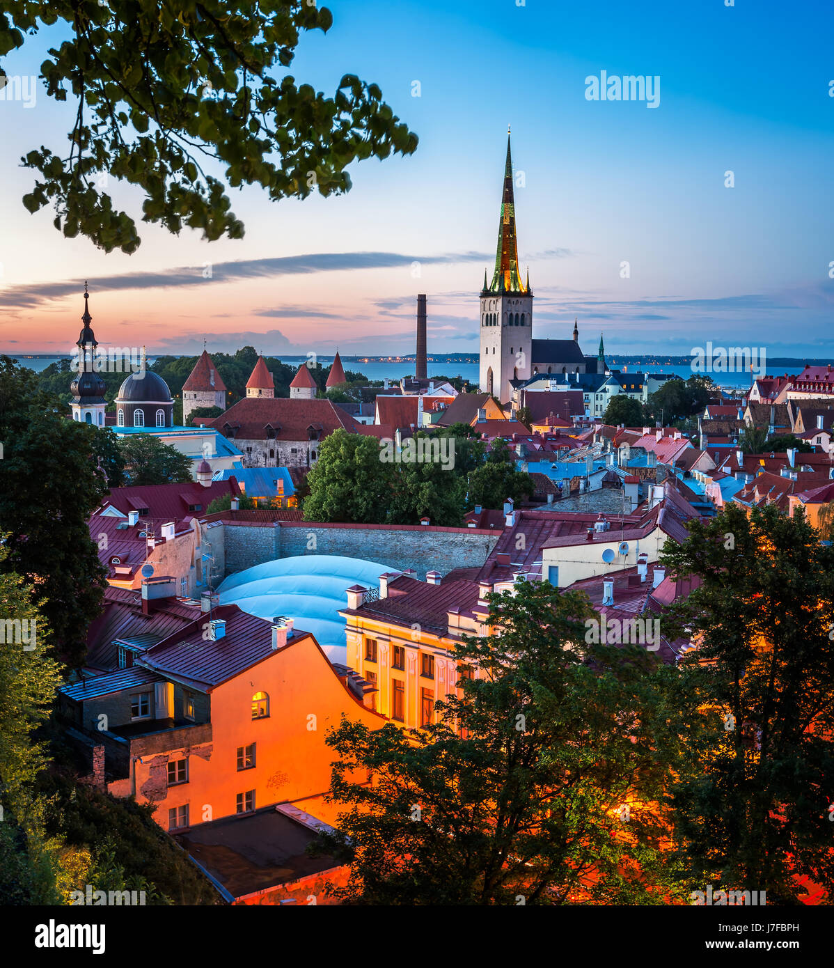 Aerial View of Tallinn Old Town in the Evening, Tallinn, Estonia Stock ...
