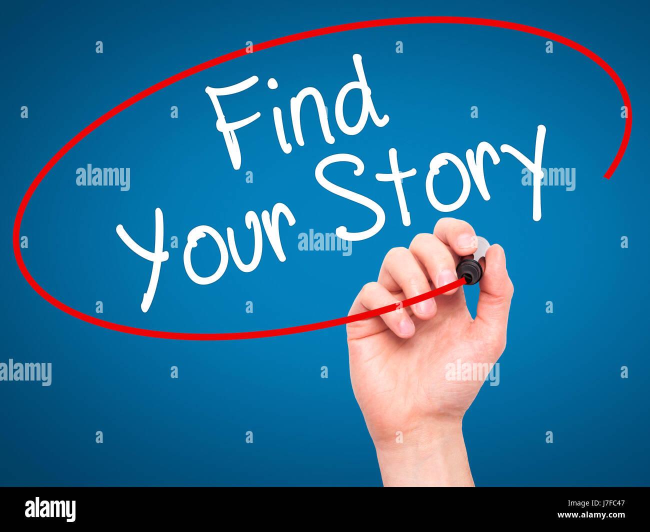 Man Hand writing Find Your Story with black marker on visual screen ...