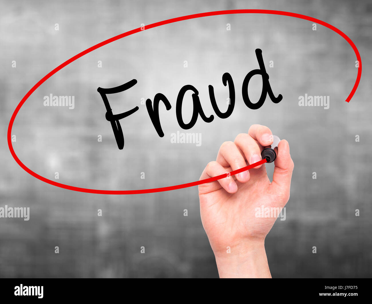 Man Hand writing Fraud with black marker on visual screen. Isolated on ...