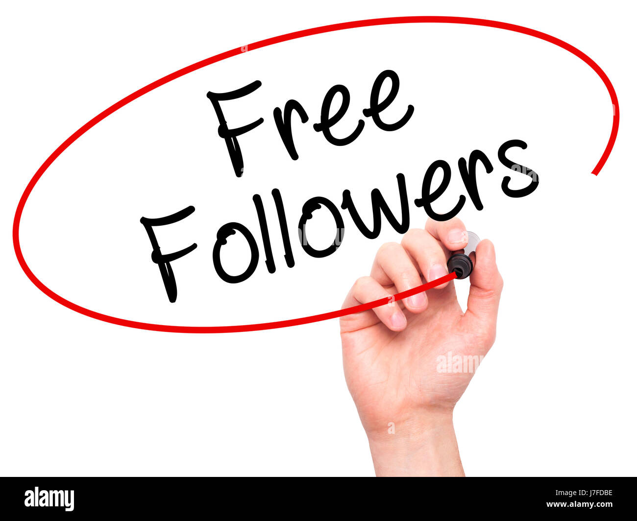 Man Hand writing Free Followers with black marker on visual screen ...
