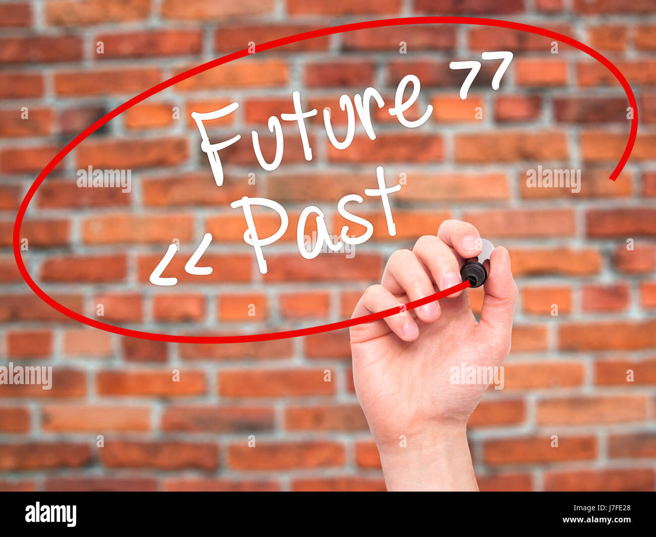 Man Hand writing Future - Past with black marker on visual screen ...