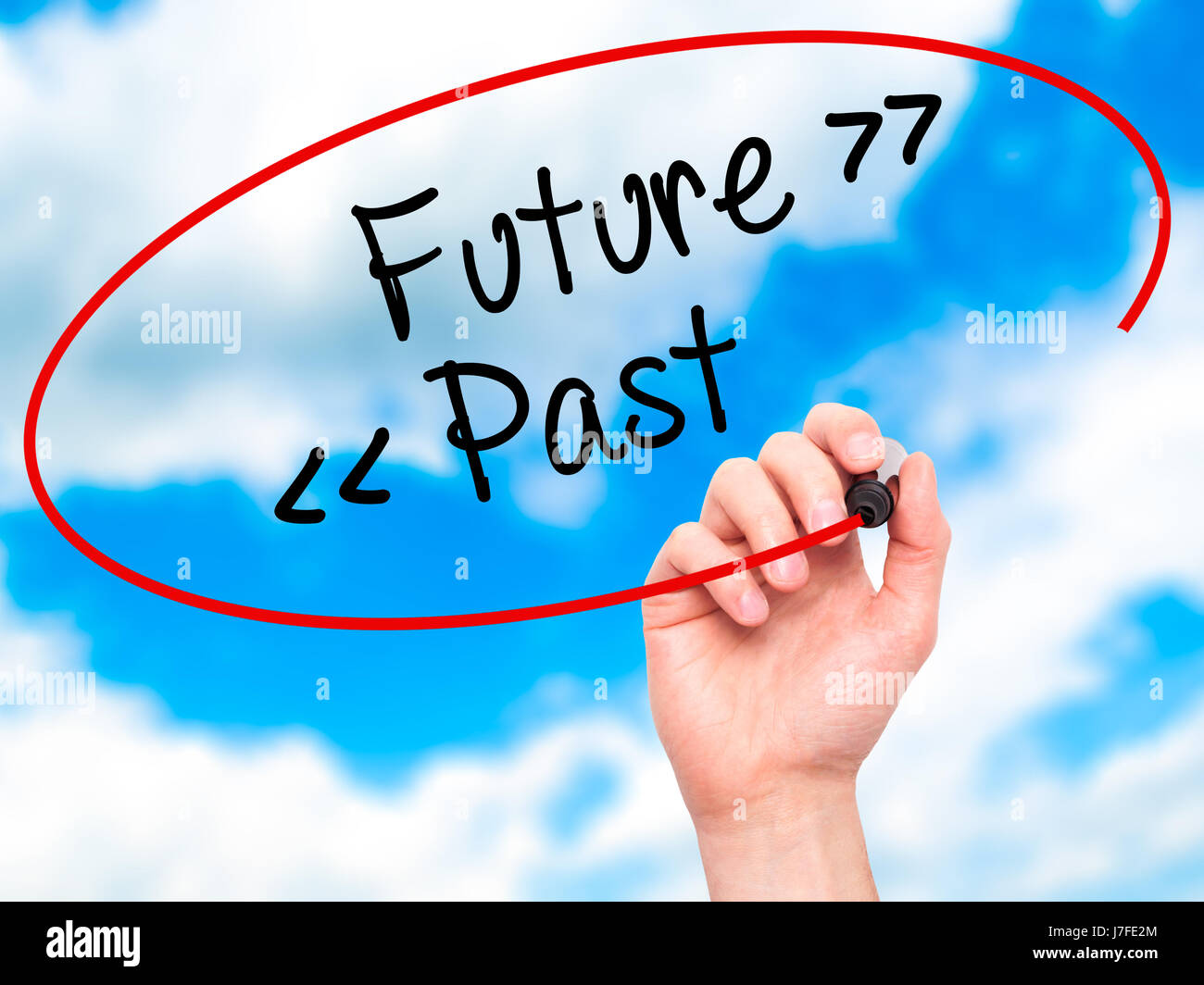 Man Hand writing Future - Past with black marker on visual screen ...