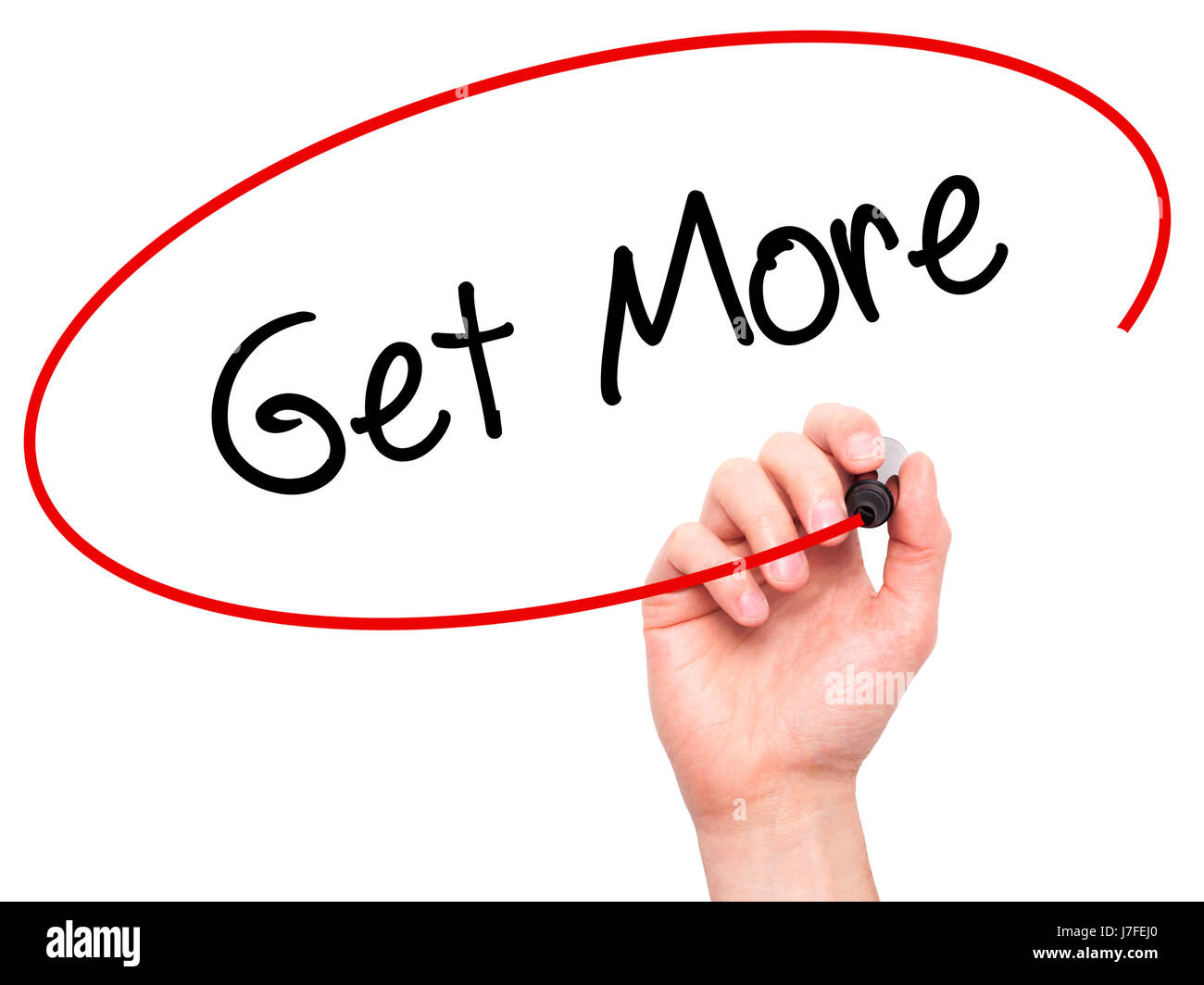Man Hand writing Get More with black marker on visual screen. Isolated ...