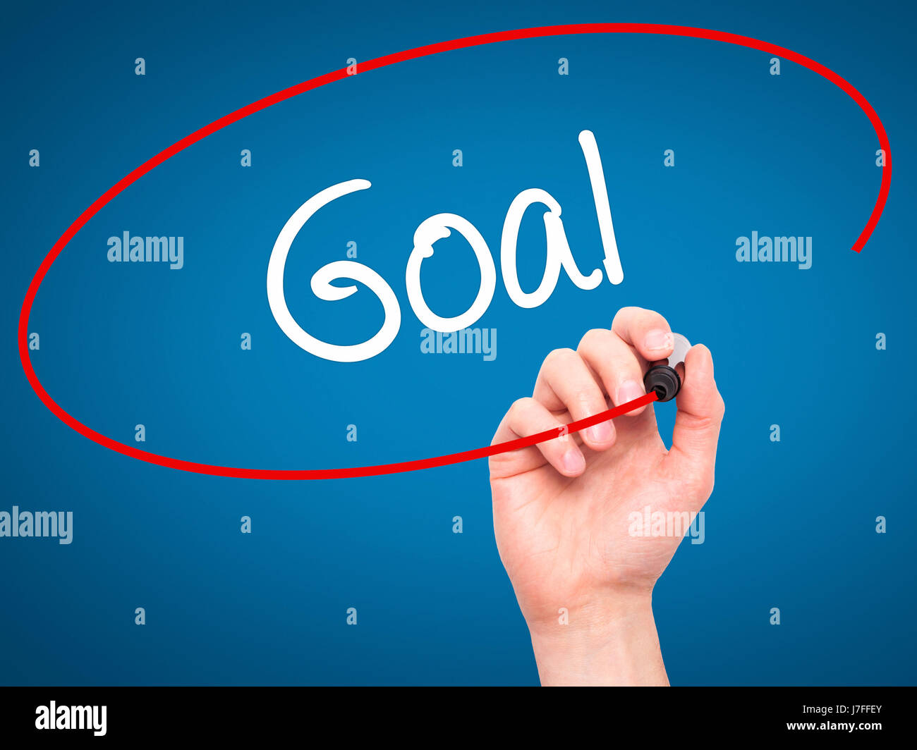 Man Hand writing Goal with black marker on visual screen. Isolated on ...