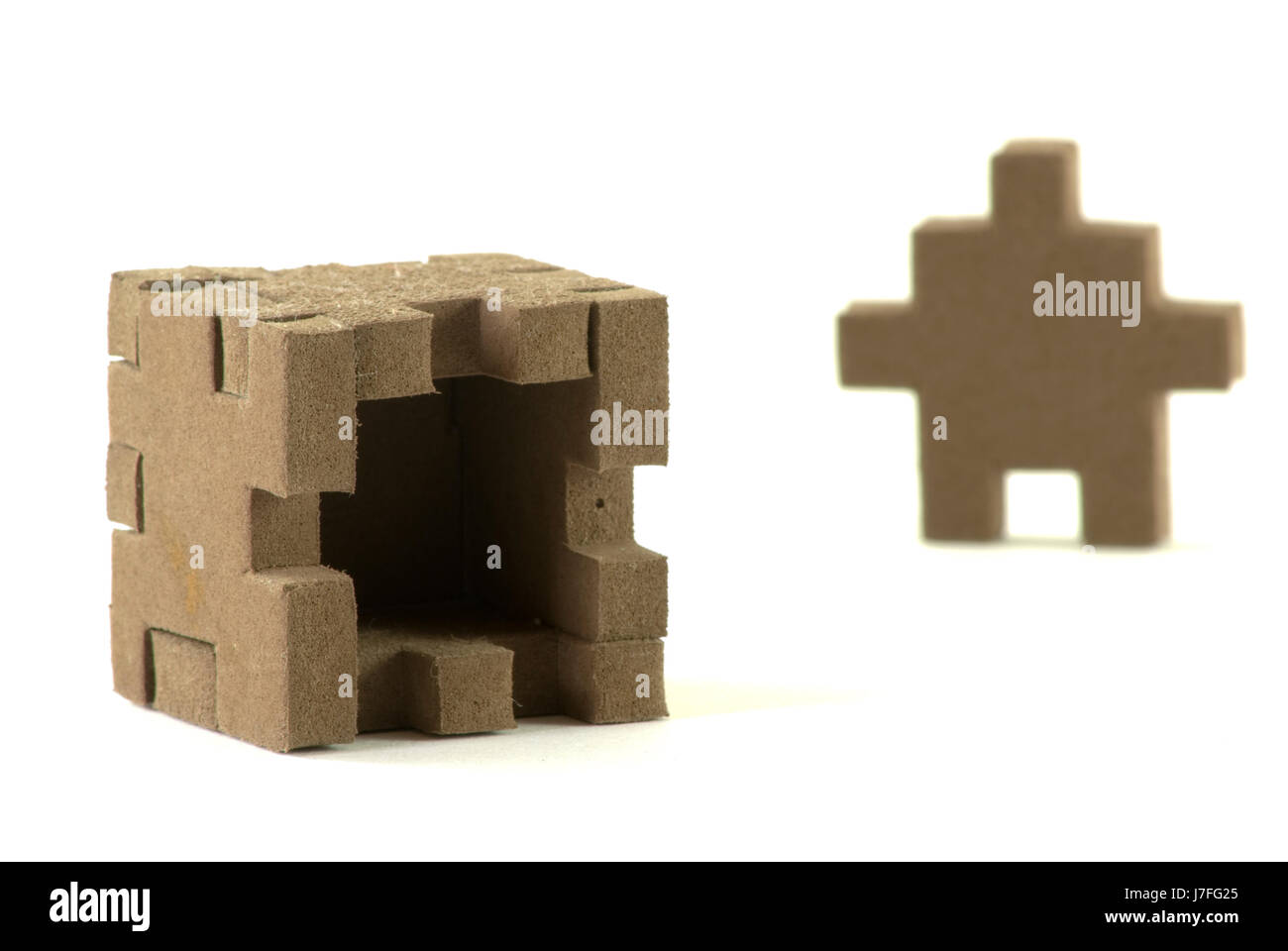 object isolated brown brownish brunette toy square shape box boxes ...