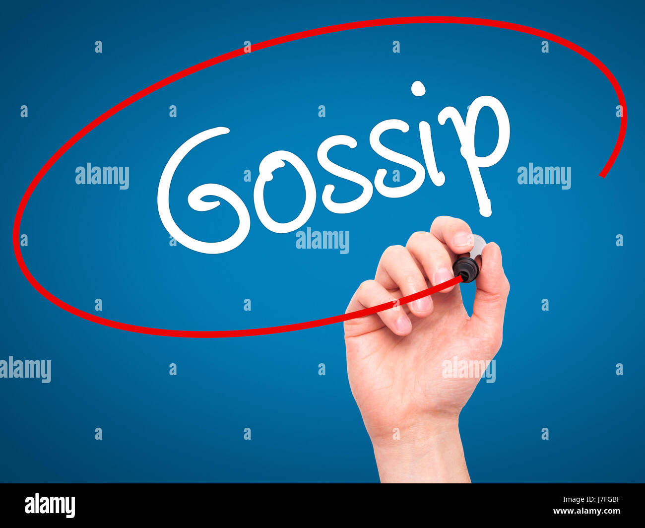 Man Hand writing Gossip with black marker on visual screen. Isolated on ...