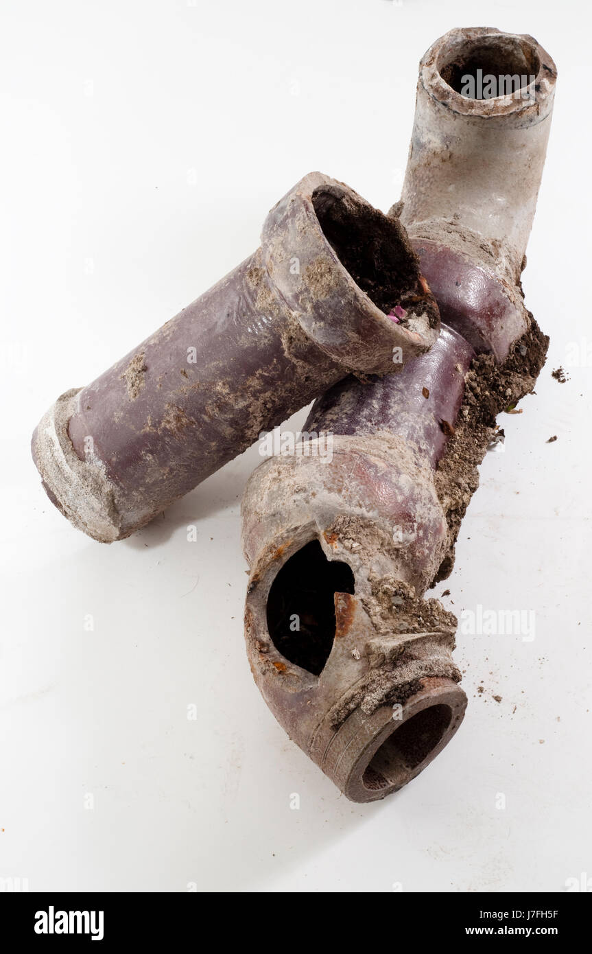 broken dirty sewage sewages water old pipe ceramic waste squandering ...