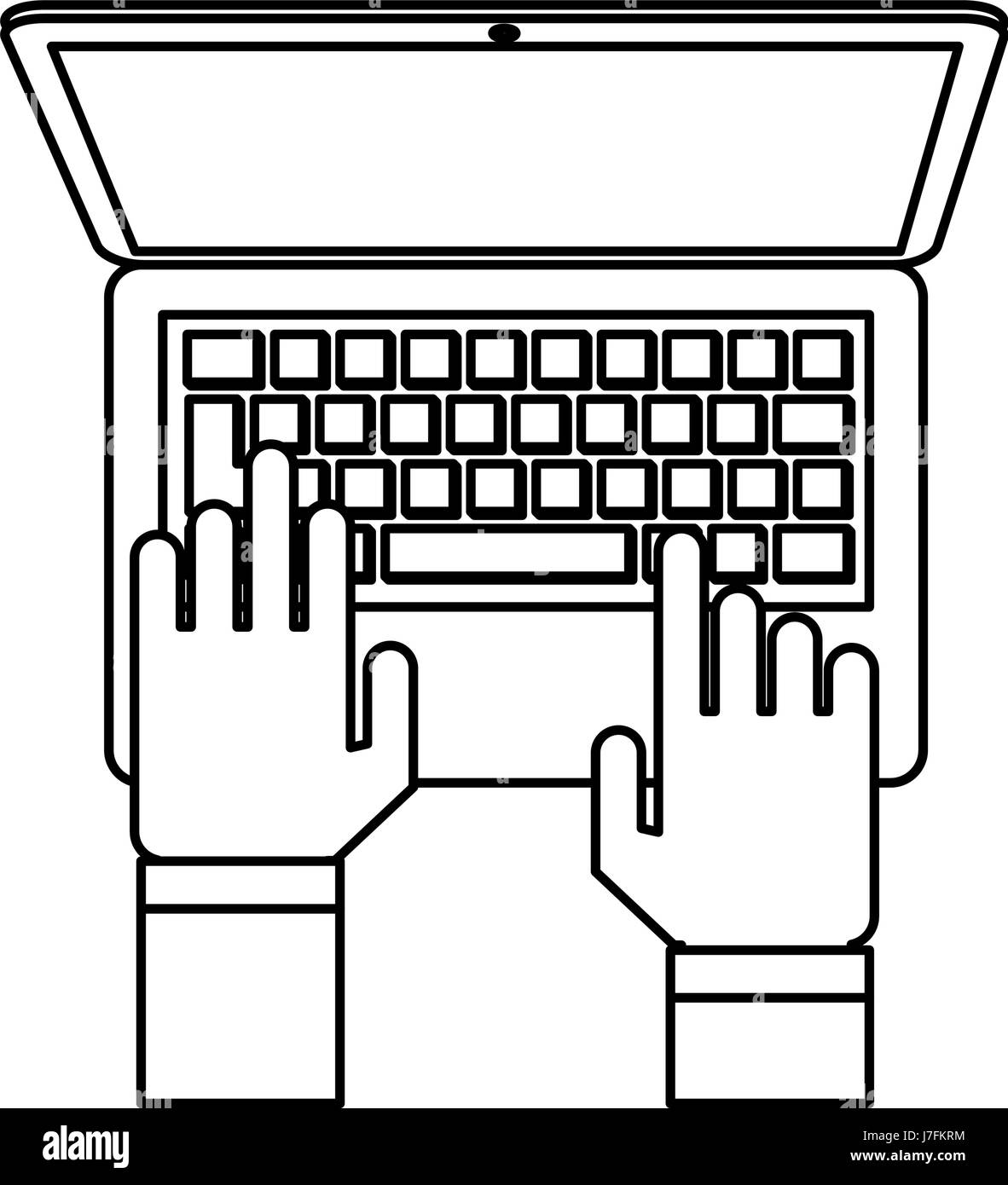 hands typing on laptop computer topview icon image Stock Vector Image ...