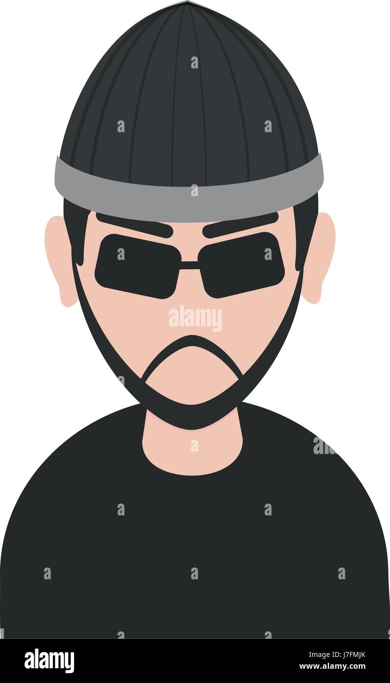 suspicious looking man with sunglasses criminal icon image Stock Vector ...