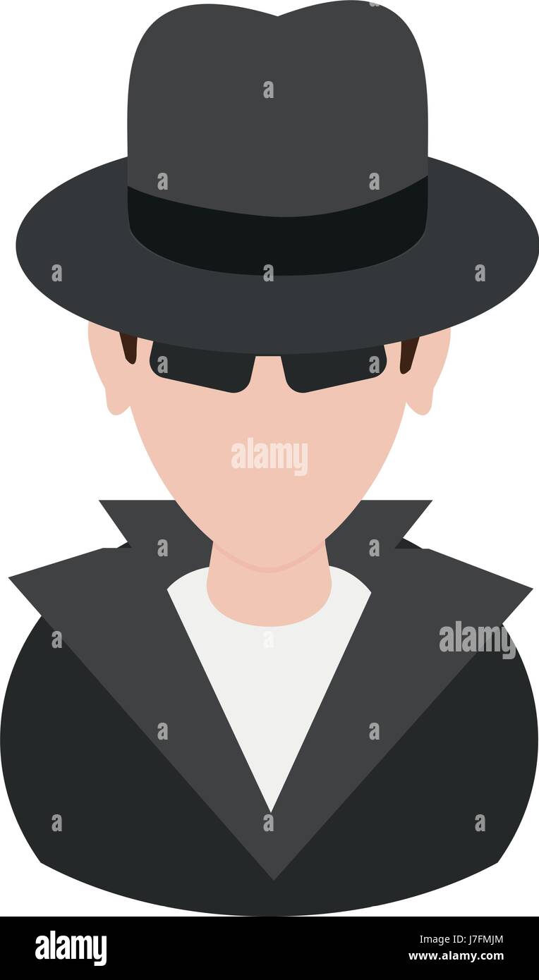 suspicious looking man with sunglasses criminal icon image Stock Vector ...