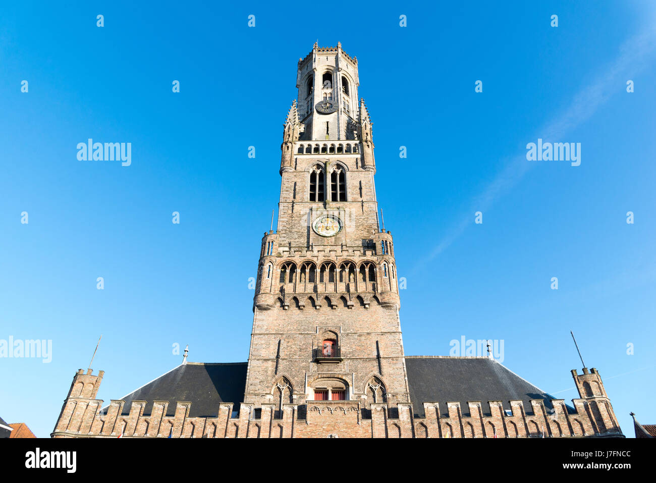 The Belfry Tower, aka Belfort, of Bruges, medieval bell tower in the ...