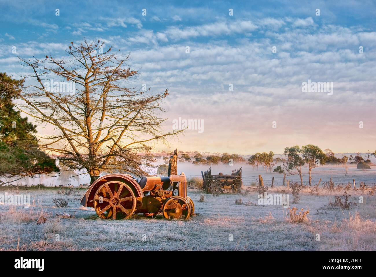 machinery agriculture farming field fog vintage frost broken farm ...