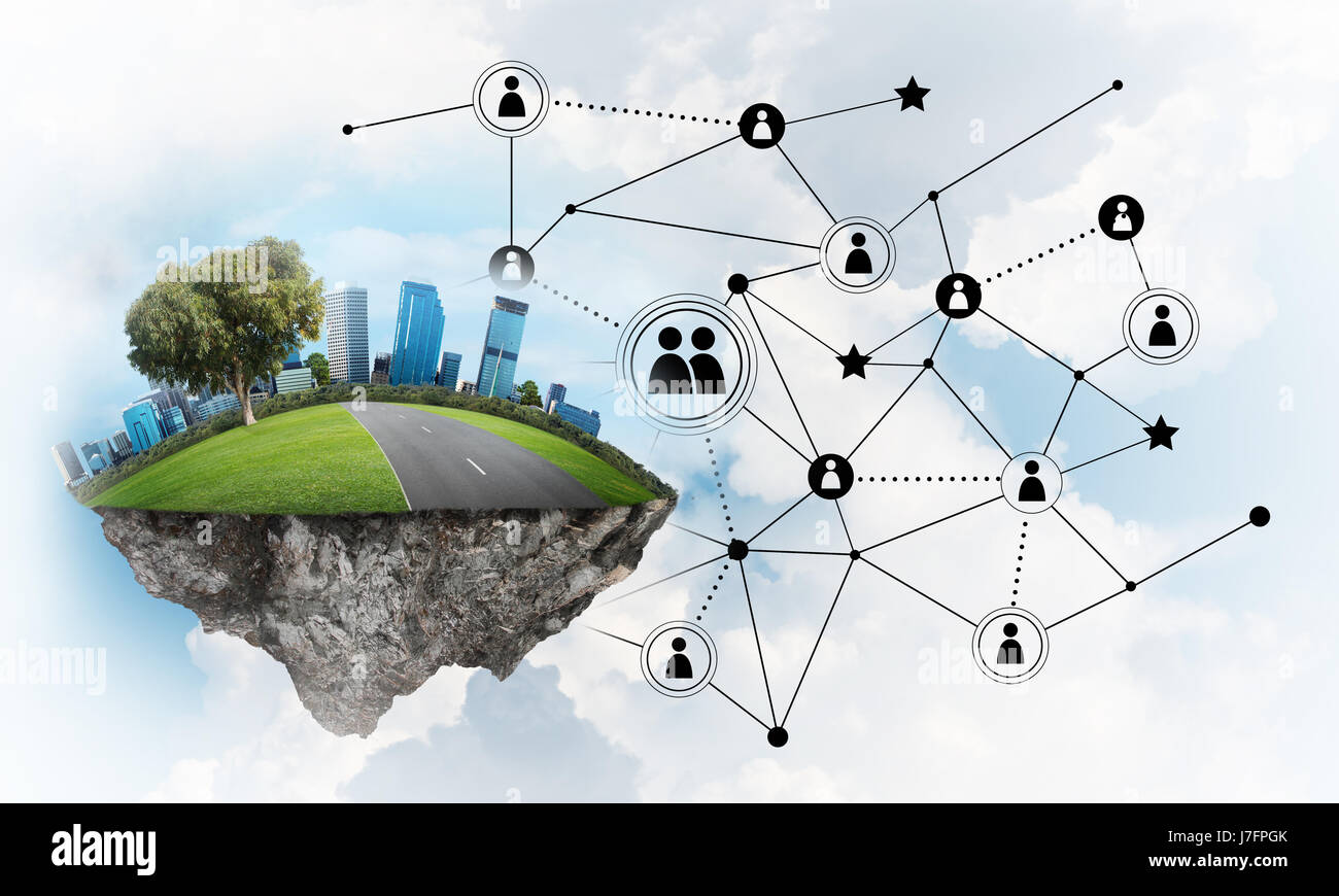 Concept of modern networking technologies and eco green construction ...