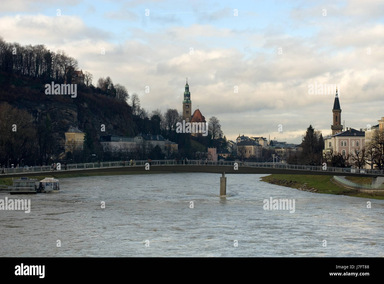 buildings church city town tree trees hill bridge austria europe ...