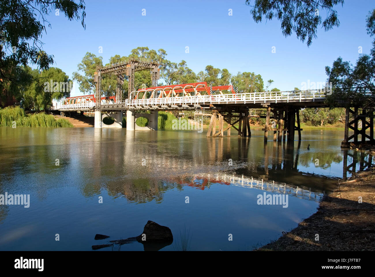 blue colour tree bridge summer summerly reflection australia ...