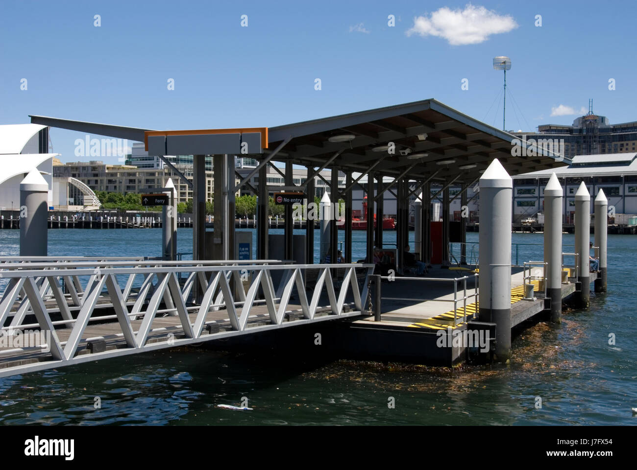 blue bridge harbor dock float seat bay waiting room style of ...